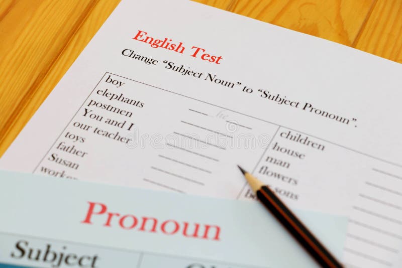English Test Sheet on Wooden Desk Stock Image - Image of language ...
