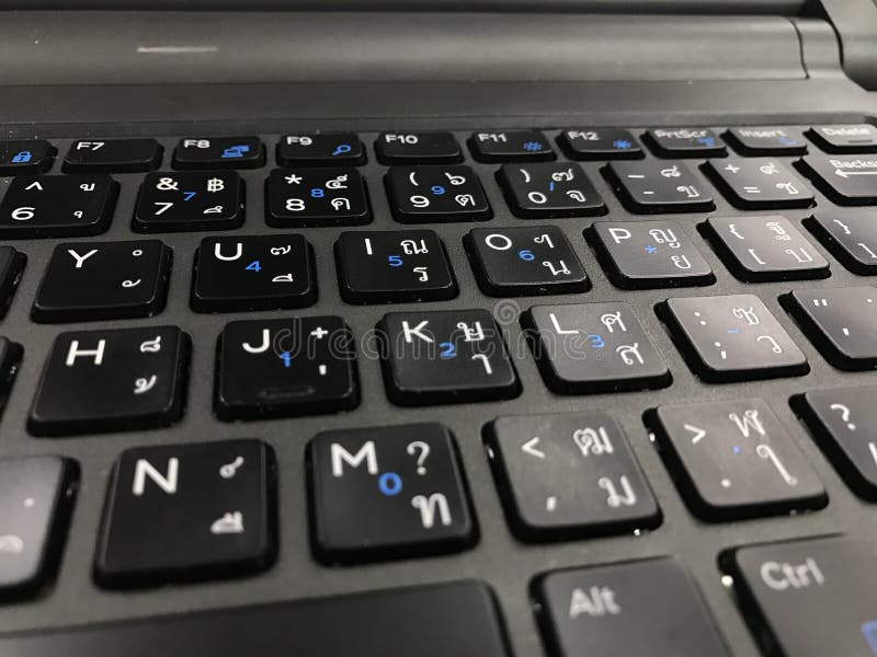 English and Thai Laptop Keyboard Stock Photo - Image of workplace, work ...
