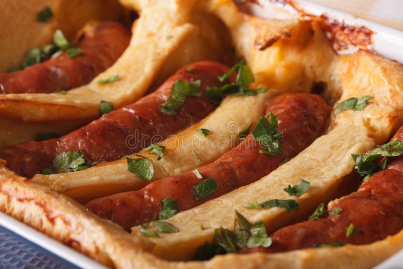 English Toad in the Hole Macro Horizontal Stock Image - Image of dish ...