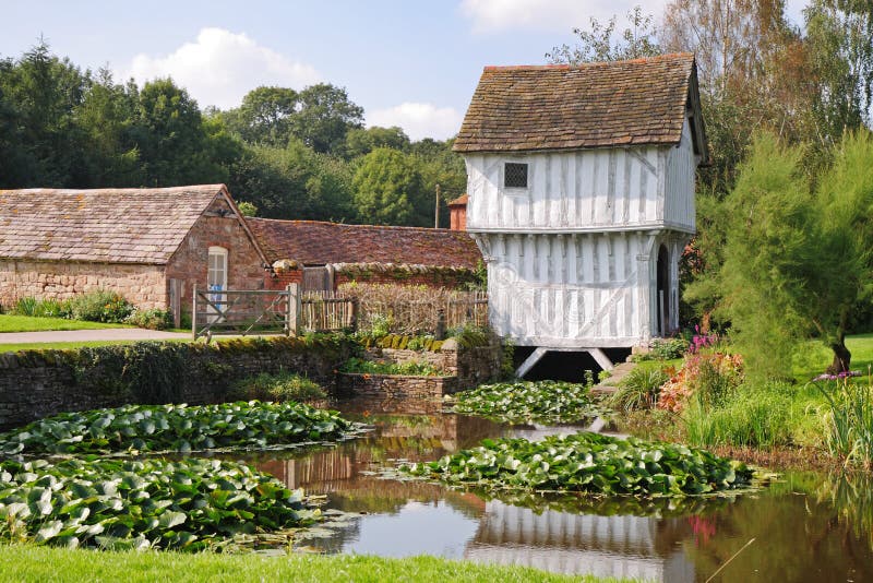 English Tudor Gatehouse Over a Moat Stock Image - Image of rural ...