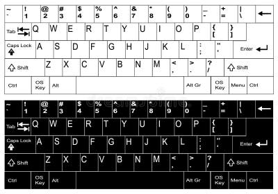 English, Us White and Black Keyboard Layout Stock Vector - Illustration ...