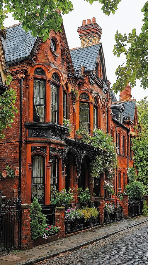 English Victorian Terrace Exterior in Cambridge Stock Illustration ...