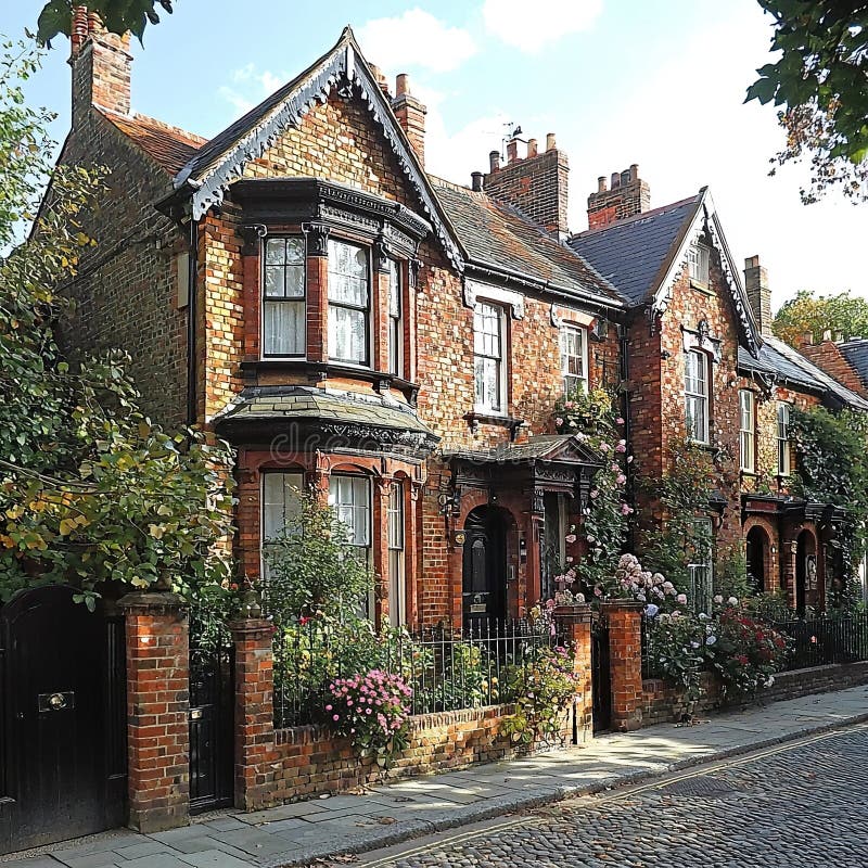 English Victorian Terrace Exterior in Cambridge Stock Illustration ...