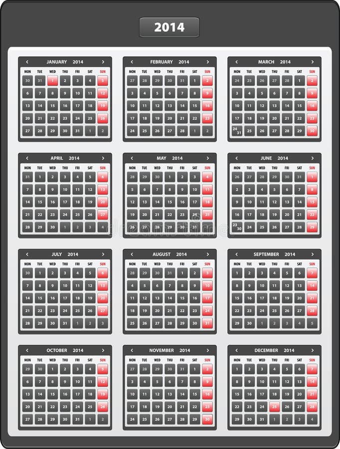2014 English Widget Calendar Picture. Image: 34344909