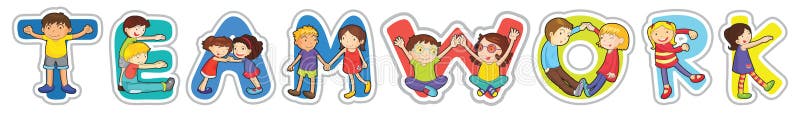English word teamwork stock vector. Illustration of children - 33203613