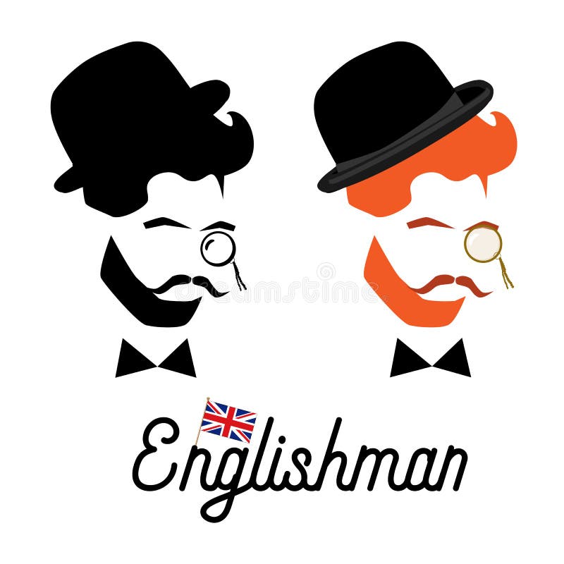 Englishman`s Head in Bowler Hat Stock Vector - Illustration of england ...