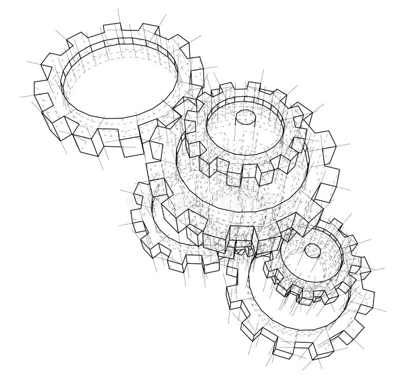 Engranajes 3D Vector ilustración del vector. Ilustración de vector ...