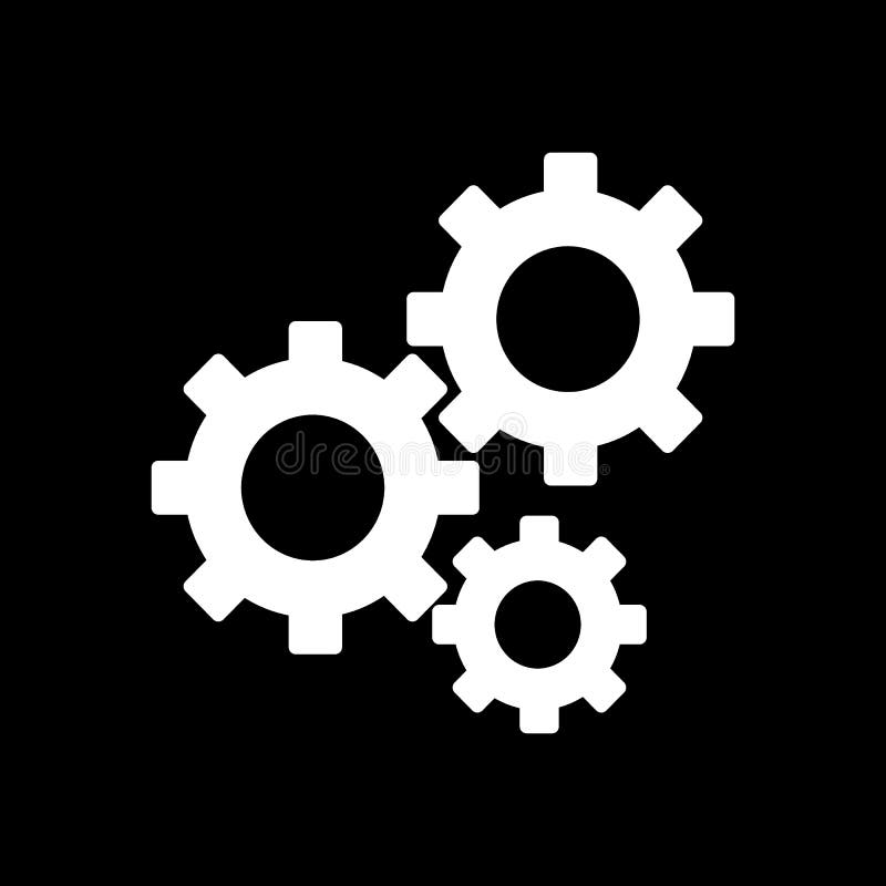 Engranajes En Un Fondo Negro Ilustración Del Vector Icono Del Sólido