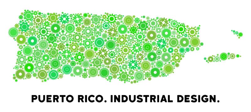 Engranajes Puerto Rico Map Collage Ilustración del Vector - Ilustración ...