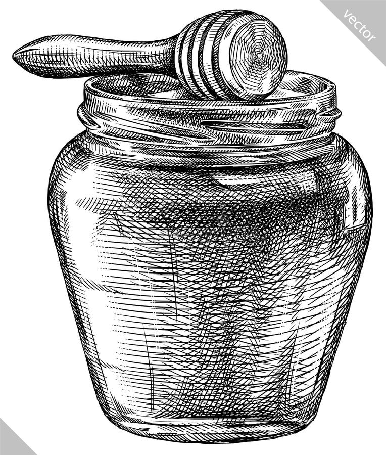 Engrave Isolated Honey Hand Drawn Graphic Vector Illustration Stock ...