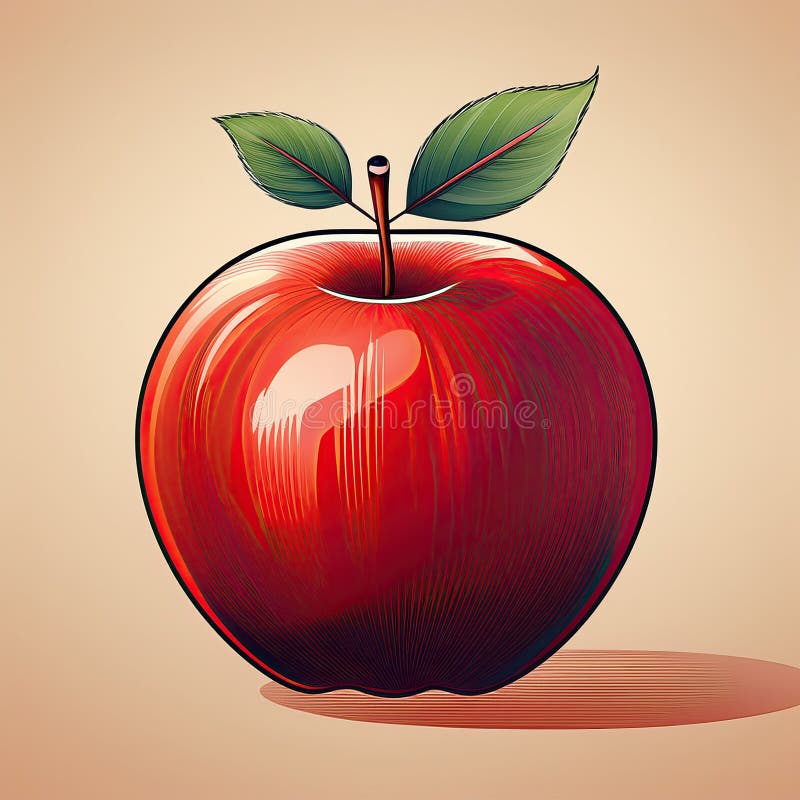 Engraved Apple Illustration Stock Illustration - Illustration of ...