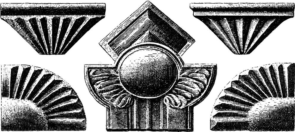 Engraved Architectural Elements: Classic Keystone and Boss Design Set ...