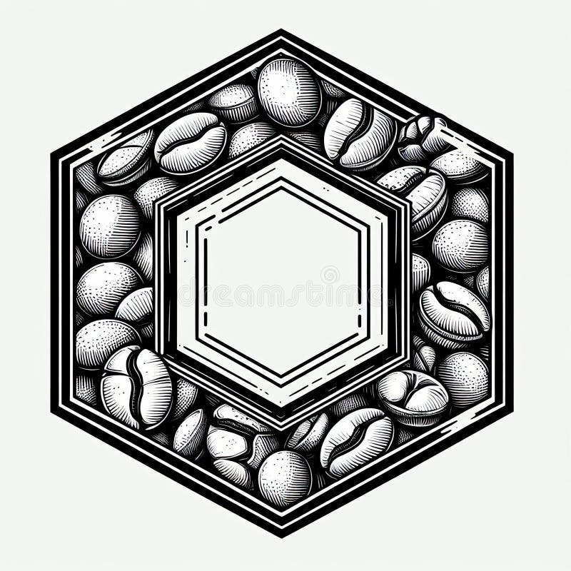 Engraved Coffee Logo with Central Bean Stock Illustration ...