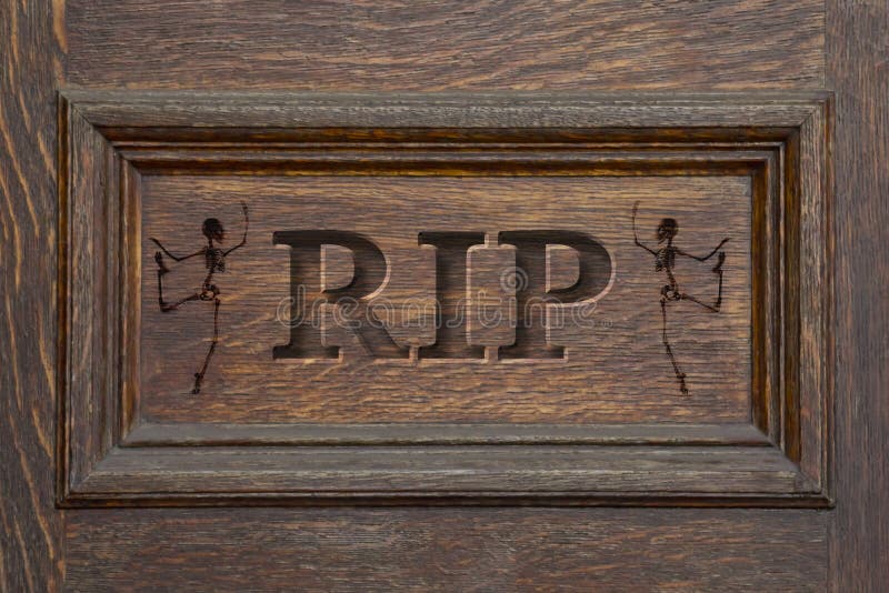Engraved Coffin RIP Skeleton Stock Image - Image of grave, frightening ...