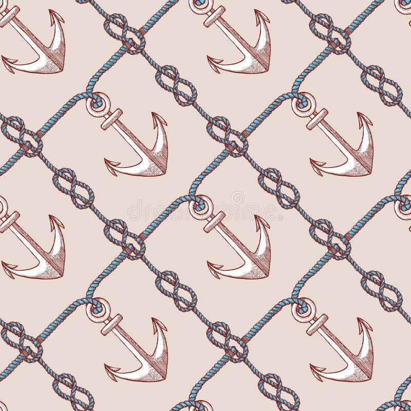 Engraved Eternity Eight Knot and Anchor Stock Vector - Illustration of ...