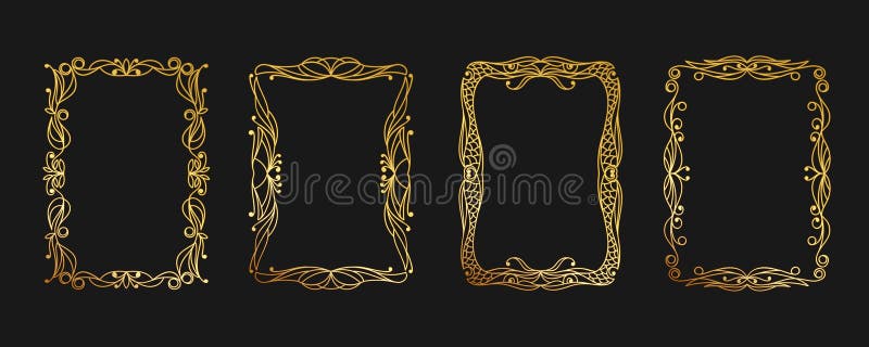 Engraved Gold Frame A4 Paper with Pattern. Vintage Frame Template ...