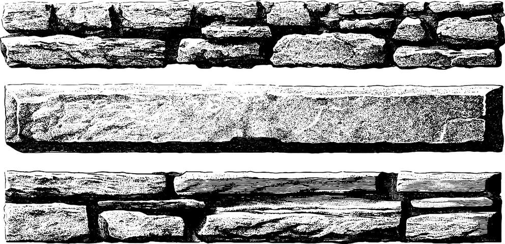Engraved Illustration of Brick Patterns with Stone Textures for ...