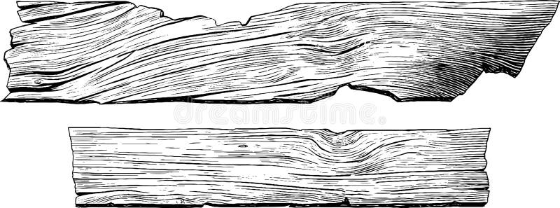 Engraved Illustration Set of Broken Wooden Signs for Vintage Design ...