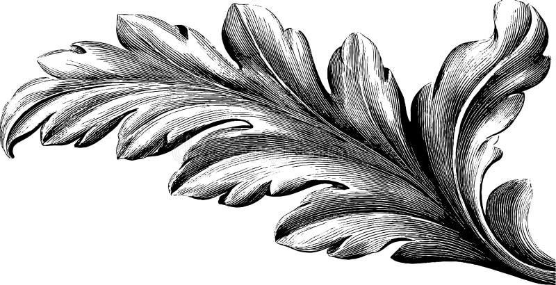 Engraved Leaf Motif Illustration for Decorative Design and Art Projects ...