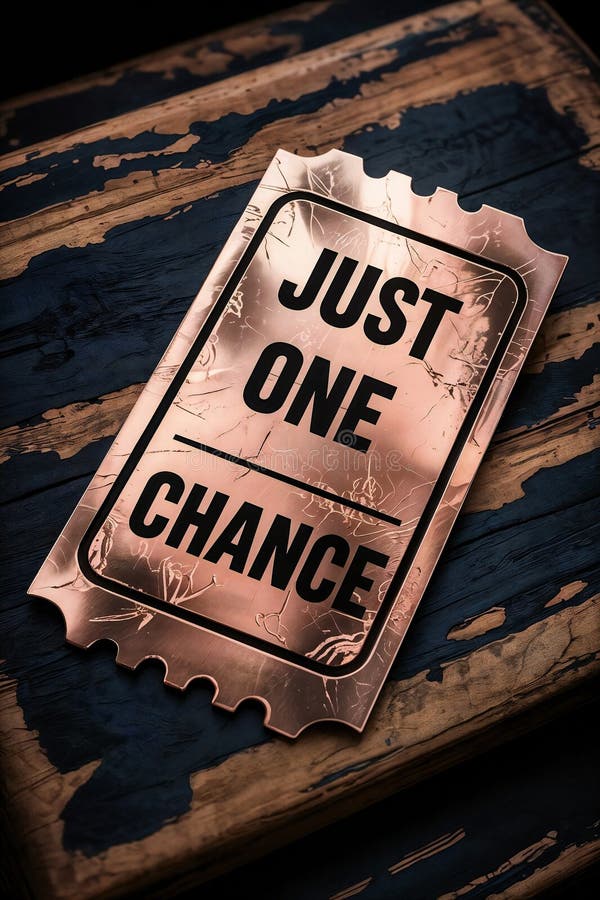 Engraved Metallic Ticket on Rustic Wooden Surface Stock Illustration ...