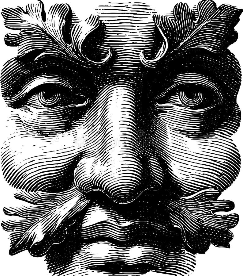 Engraved Ornamental Face Illustration with Intricate Details Stock ...
