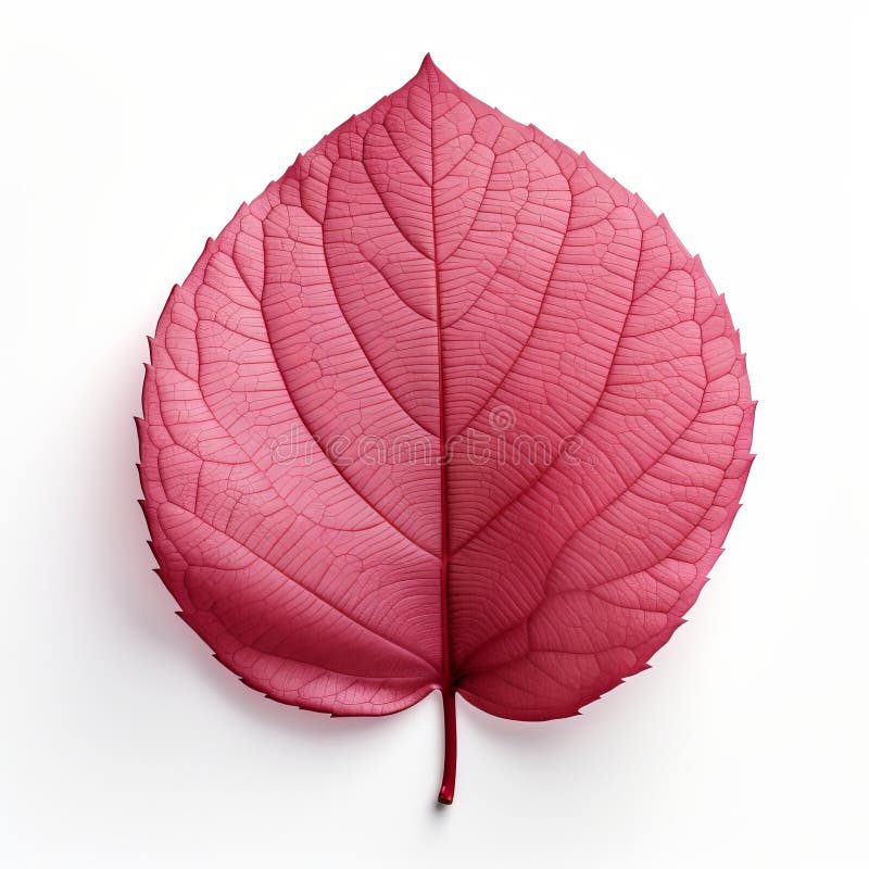 Engraved Red Leaf on White Background: Vray Tracing, Hyper-realistic ...