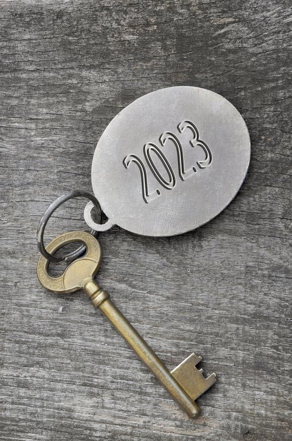 2023 Engraved on a Ring of an Old Golden Key Stock Photo - Image of ...