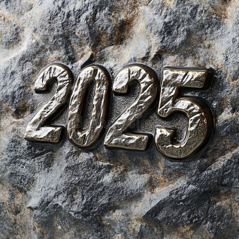 Engraved 2025 on Rugged Stone with Metallic Finish, Strong and Timeless ...