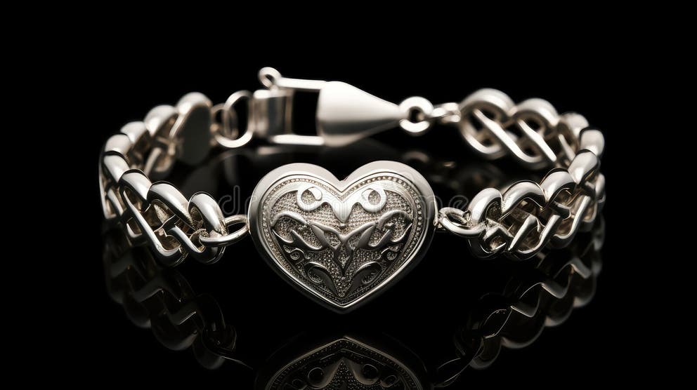 Engraved silver hearts stock illustration. Illustration of jewelry ...