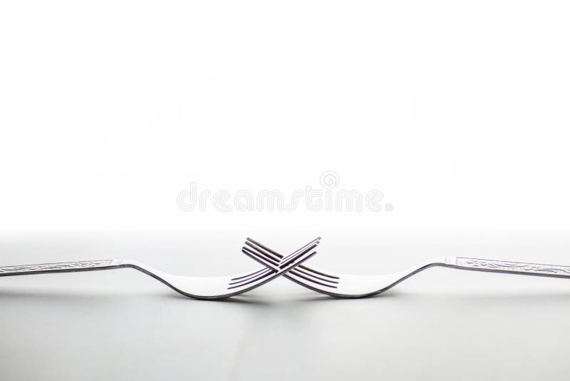 Engraved Silverware Fork Set of Two Placed Face To Face Crossing Their ...