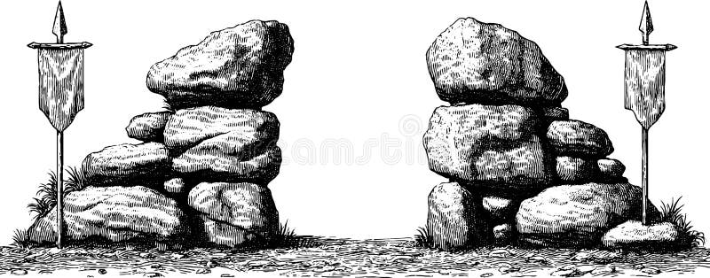 Engraved Stone Archway with Guard Elements for Historical Design Stock ...