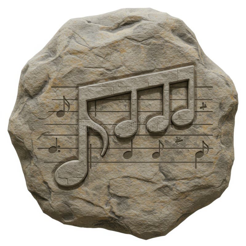 Engraved Stone with Musical Notes Ancient Art Texture Gray Color ...