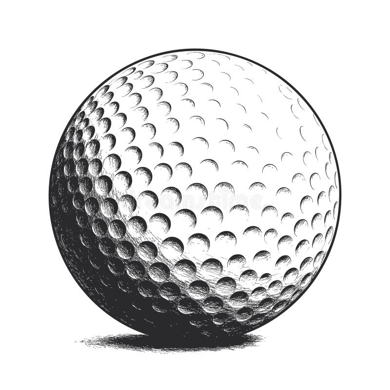 Engraved Style Golf Ball Graphic Stock Vector - Illustration of sport ...