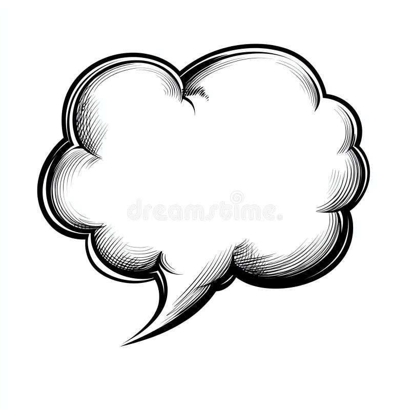 Engraved Style Speech Bubble; Blank Comic Book Dialogue Box; Hand-Drawn ...