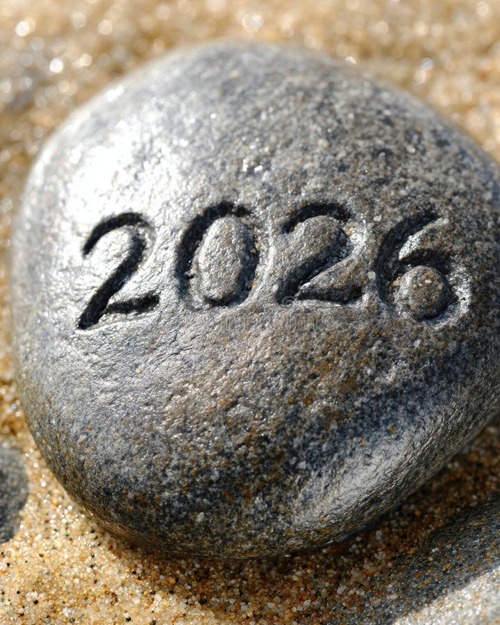 Engraved Symbol 2026 Smooth Stone Surrounded Natural Elements Soft ...