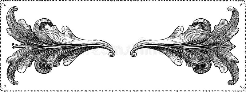 Engraved Vintage Curl Frame Design for Decorative Art and Print ...