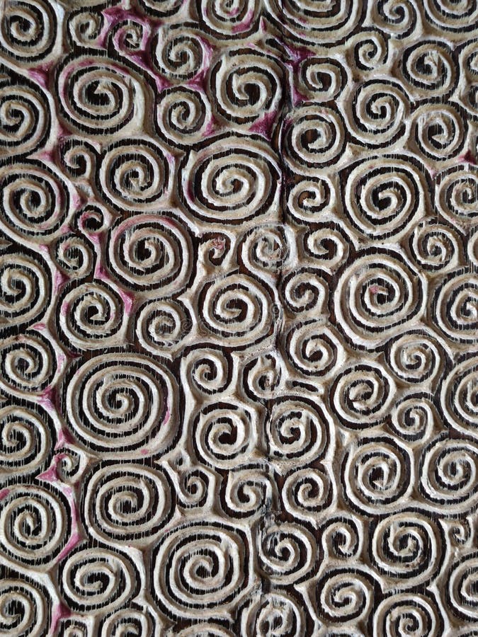 Engraved Wooden with Circular Waving Pattern Stock Image - Image of ...