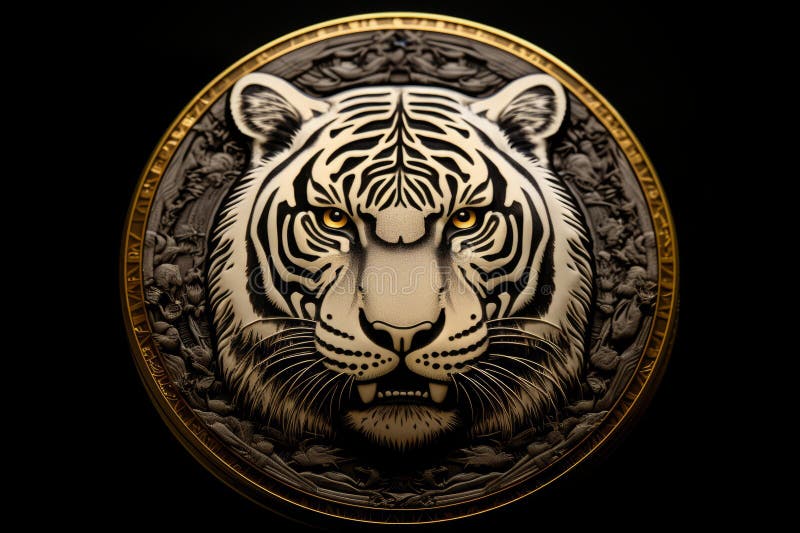Engraved Year of the Tiger Coin Stock Illustration - Illustration of ...