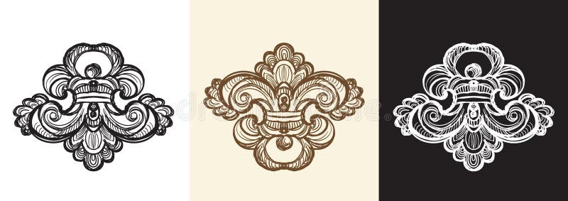 Engraving Baroque Design Element Set Vector Stock Vector - Illustration ...