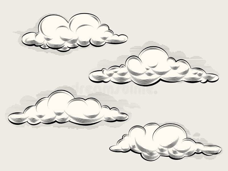 Engraving Clouds Vector Design Illustration Stock Vector - Illustration ...