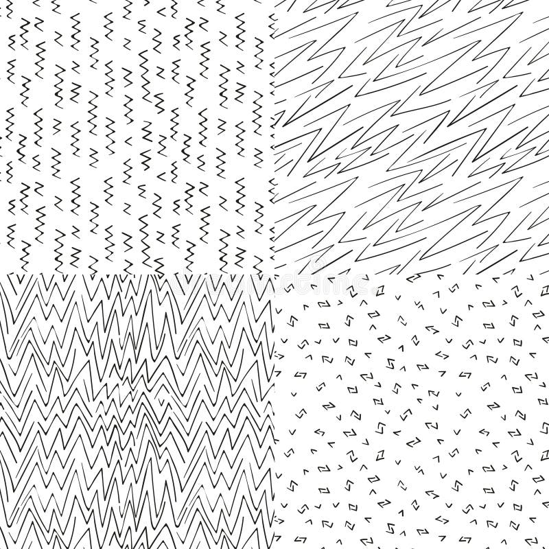Engraving Hand Drawn Pattern Collection Vector Illustration. Stock ...
