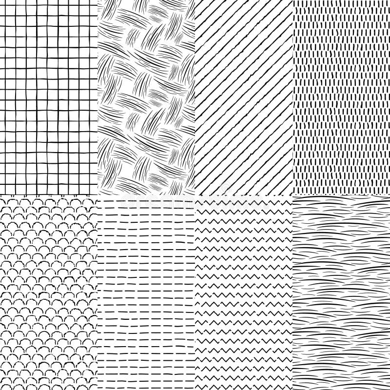 Engraving Hand Drawn Pattern Collection Vector Illustration. Stock ...