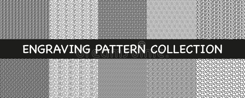 Engraving Pattern Collection. Set of Abstract Geometric Engraving ...