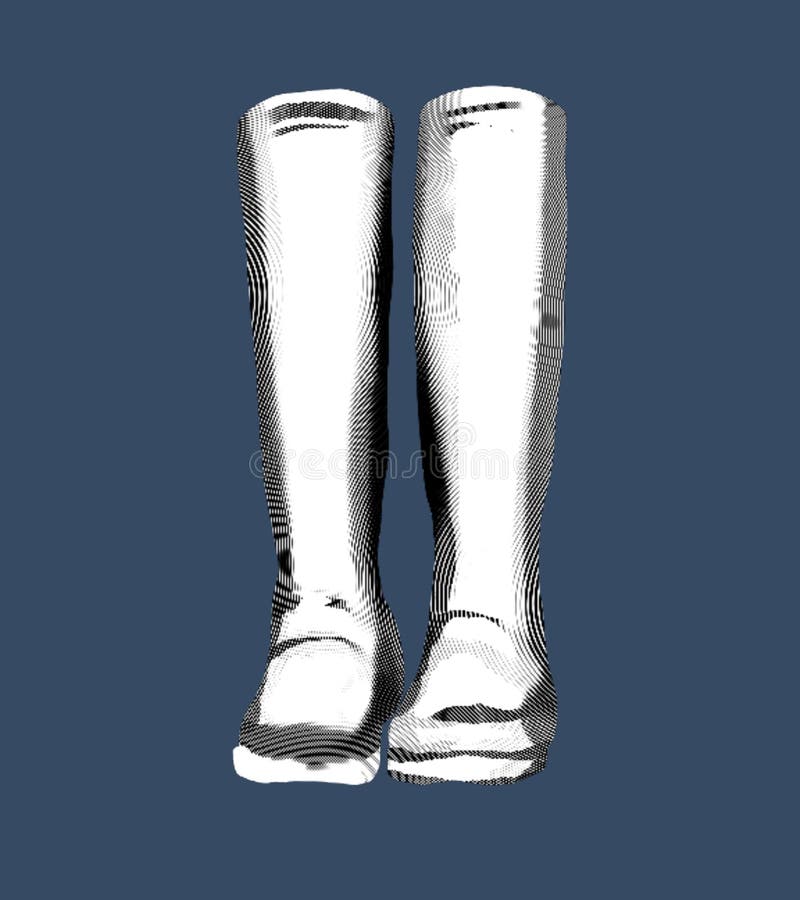 Engraving of Rubber Boots. Realistic Illustration of Boots Stock ...