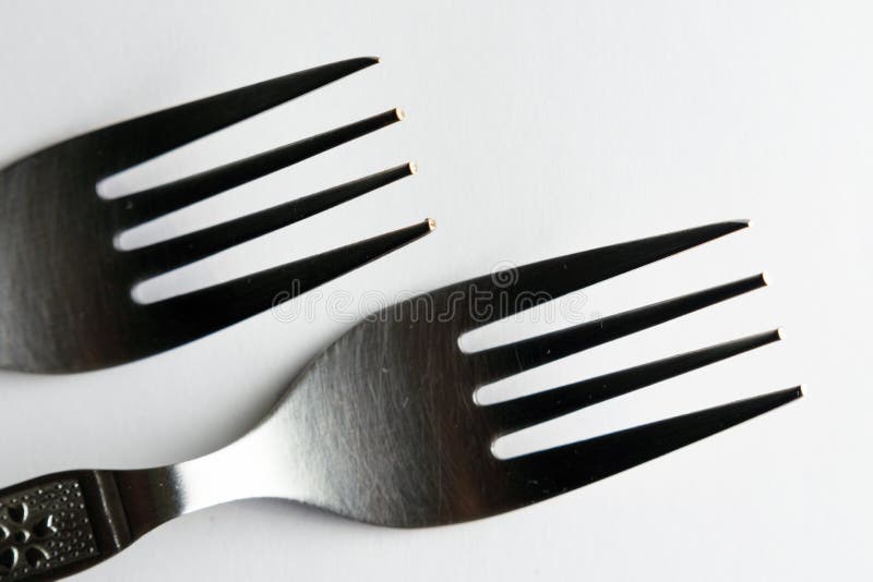 Engraved Silverware Fork Set of Two Placed Side by Side Isolated on ...