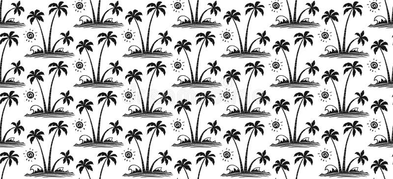 Black Vector Palm Trees Pattern Stock Illustrations – 2,065 Black ...