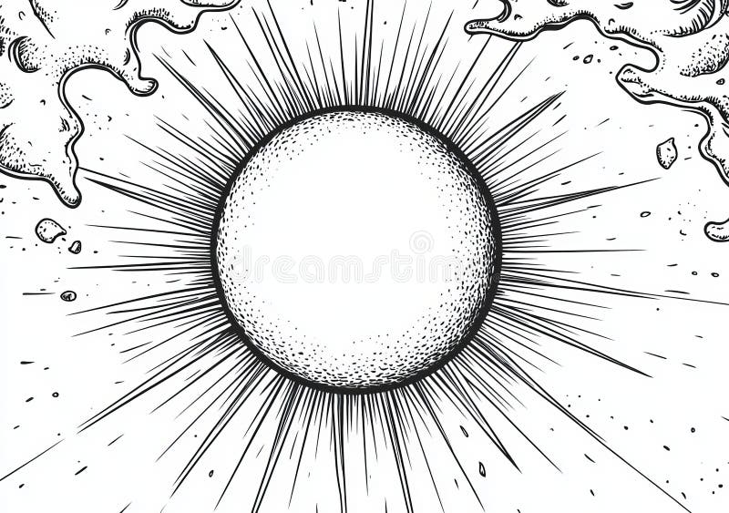 An Engraving-style Image of the Sun, Intended for T-shirt Prints, with ...