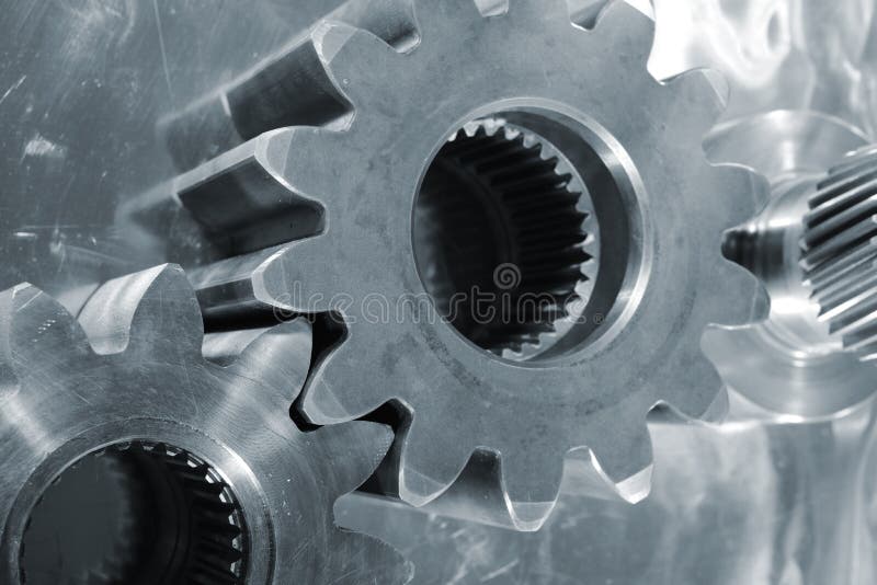 Engrenagens De Aço E Titânio Azul Imagem de Stock - Imagem de mecânicos ...