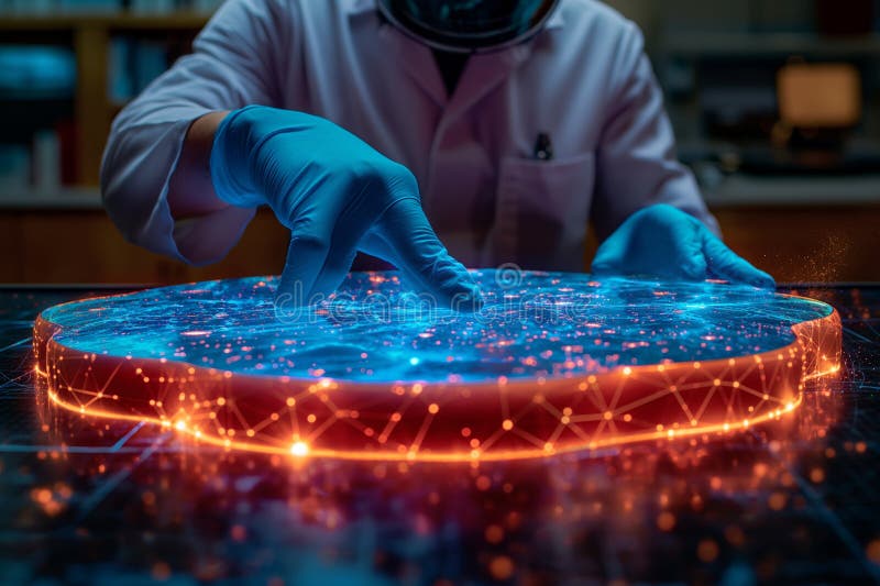 Scientist Engaged with Advanced Tech Interface Stock Photo - Image of ...