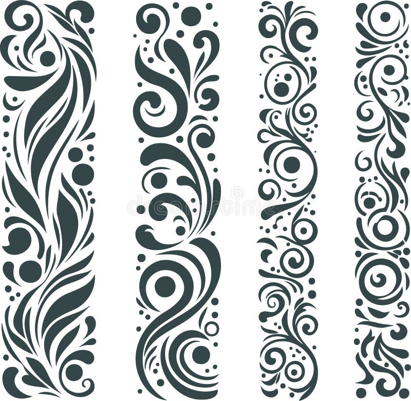 Decorative Vertical Floral Swirl Pattern Stock Illustrations – 2,631 Decorative Vertical Floral ...
